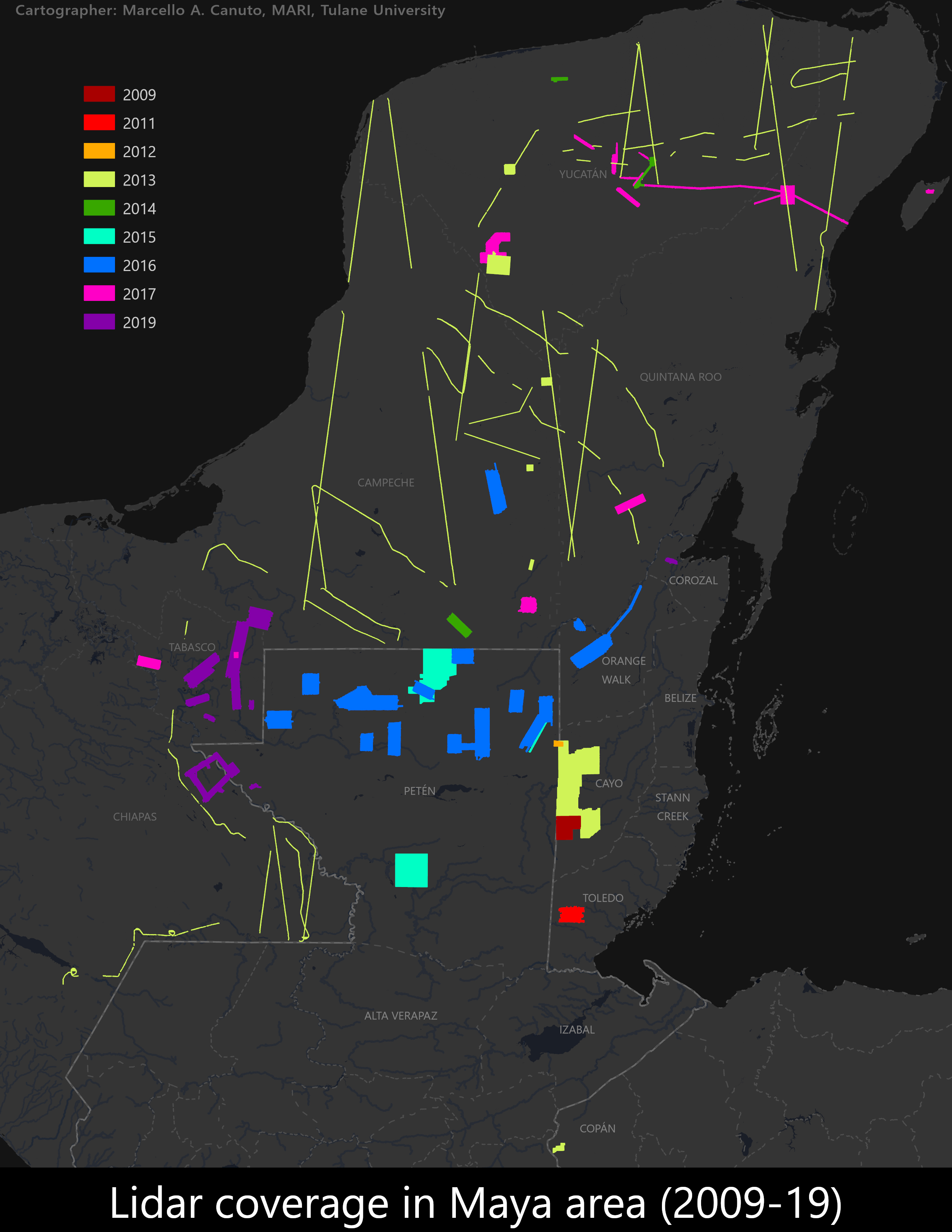 Lidar coverage in the Maya area – Ancient Maya Settlement